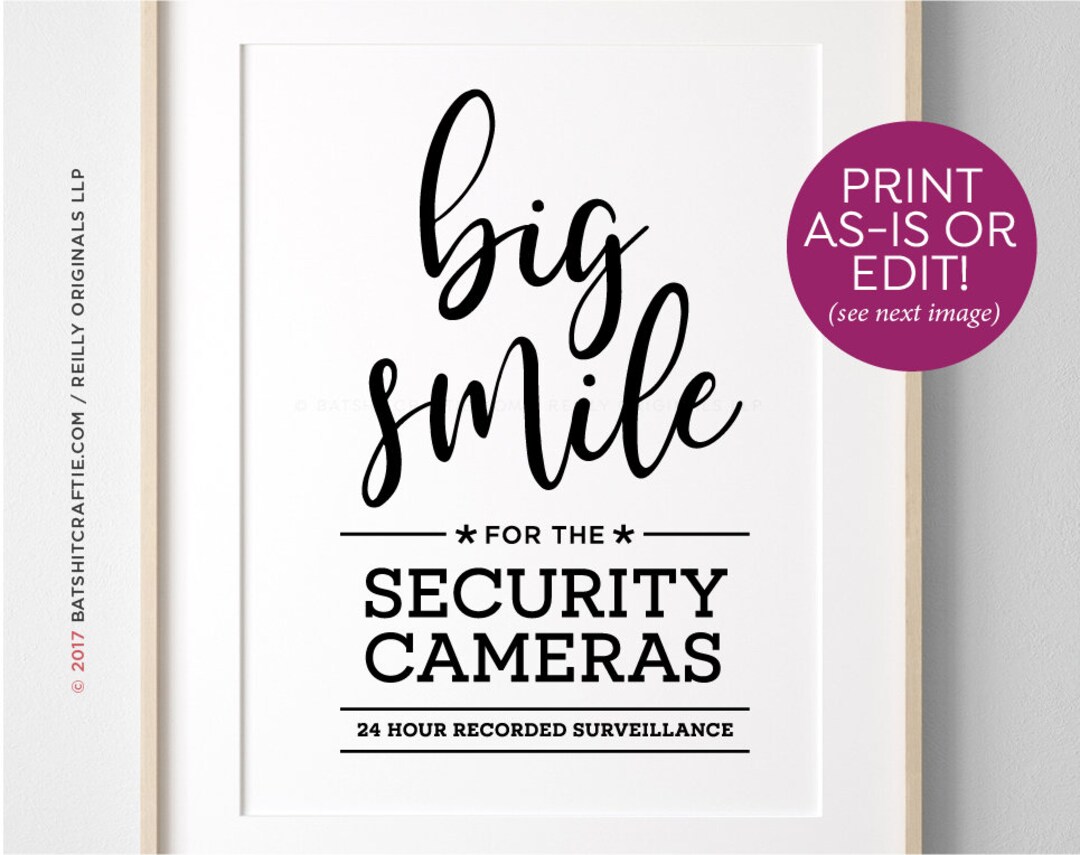 Editable Security Camera Sign Template ~ SEE 2nd IMAGE for Editable ...