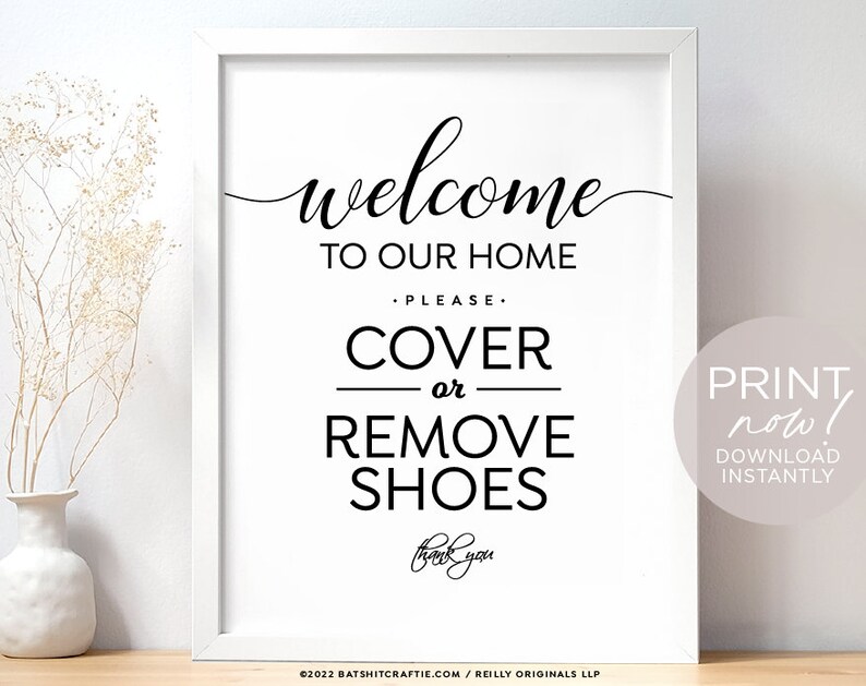 Welcome Remove or Cover Shoes PRINTABLE SIGN Instantly - Etsy