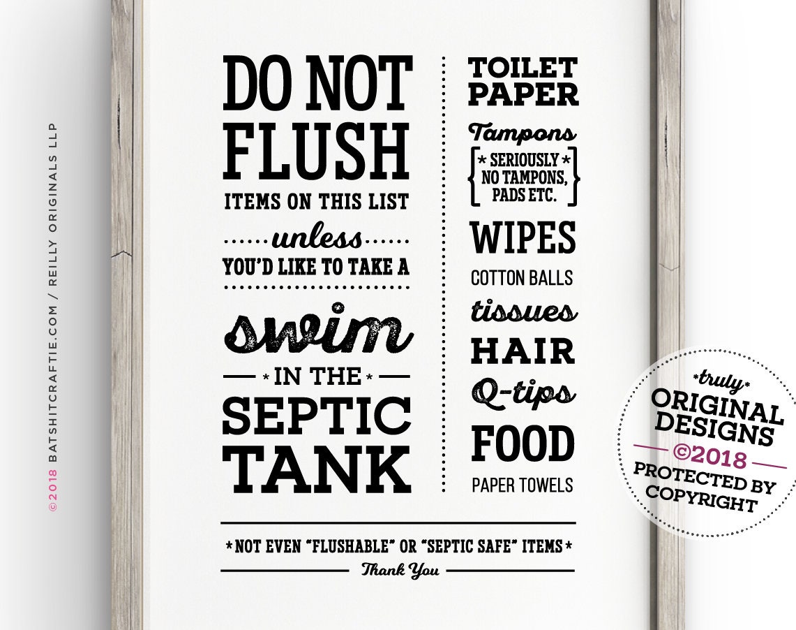 Funny Septic System Sign Printable Do Not Flush Toilet - Etsy Canada