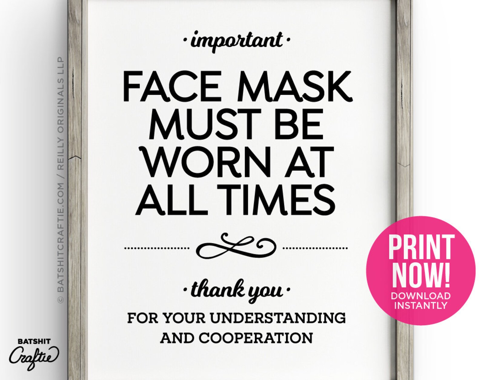 Face Mask Must Be Worn at All Times PRINTABLE SIGN Office - Etsy Canada