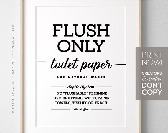 Septic System Flush Only Toilet Paper Natural Waste Printable | Etsy