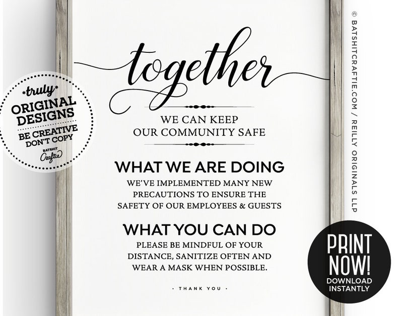 Together We Can Keep Our Community Safe Printable Sign - Etsy