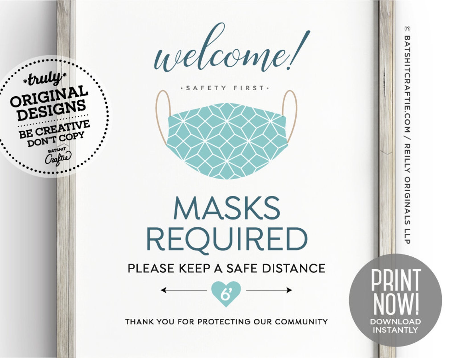 Mask Required PRINTABLE Sign Please Keep Safe Distance of 6 | Etsy