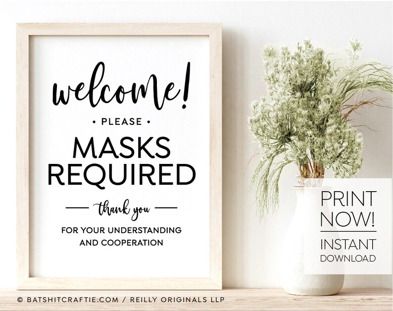 Welcome Masks Required PRINTABLE Sign Cute Script Poster for | Etsy