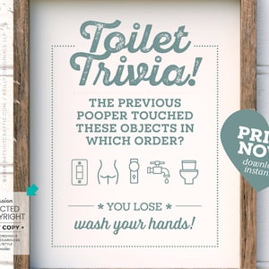 Printable Funny Bathroom Sign ~ Toilet Trivia {protected by Copyright ...