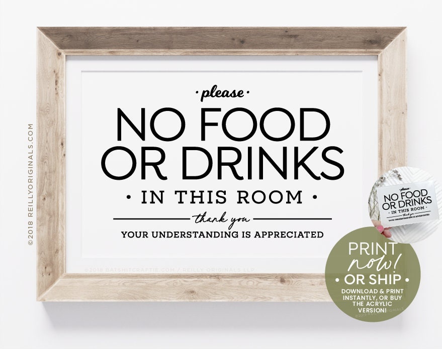 No Food or Drinks in This Room Sign Download and Print - Etsy