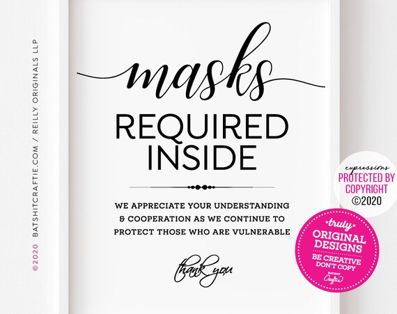 Masks Required Inside Printable Sign Instantly Download | Etsy
