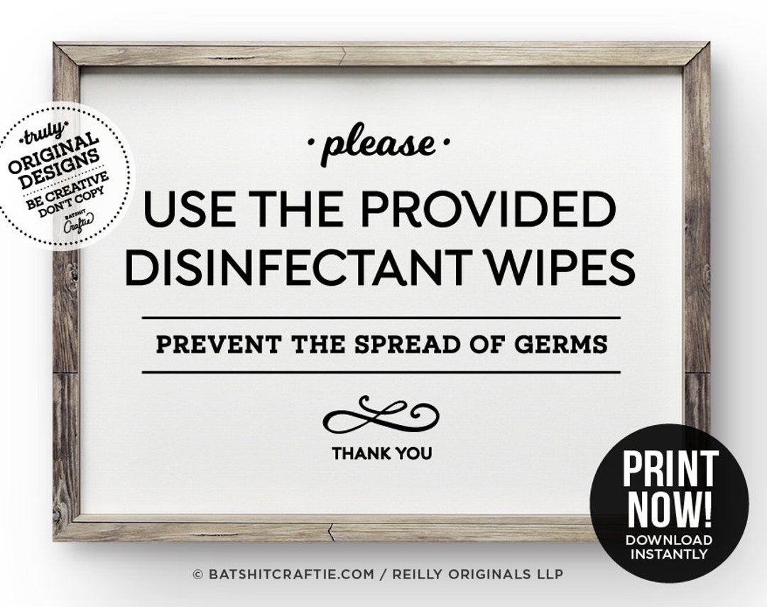 Please Use Disinfectant PRINTABLE Sign Home Office Workplace Restaurant ...