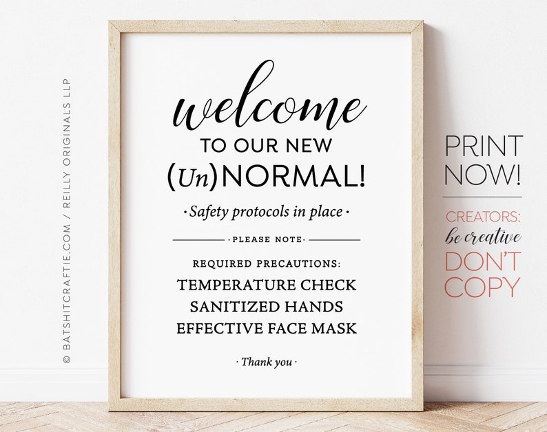 Welcome New un Normal Safety Protocols Required Printable - Etsy