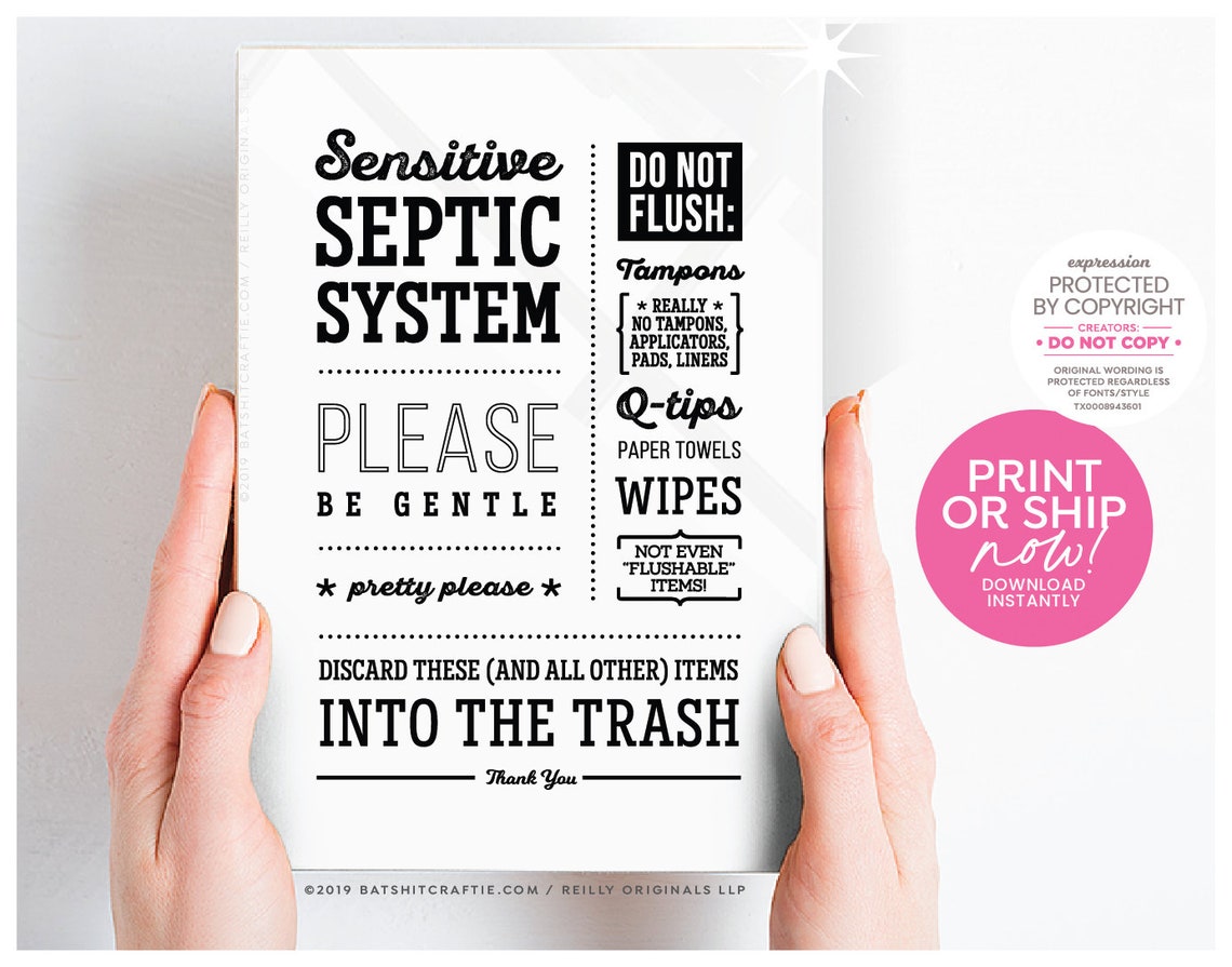 Sensitive Septic System Sign Ready to Ship or Print at Home - Etsy