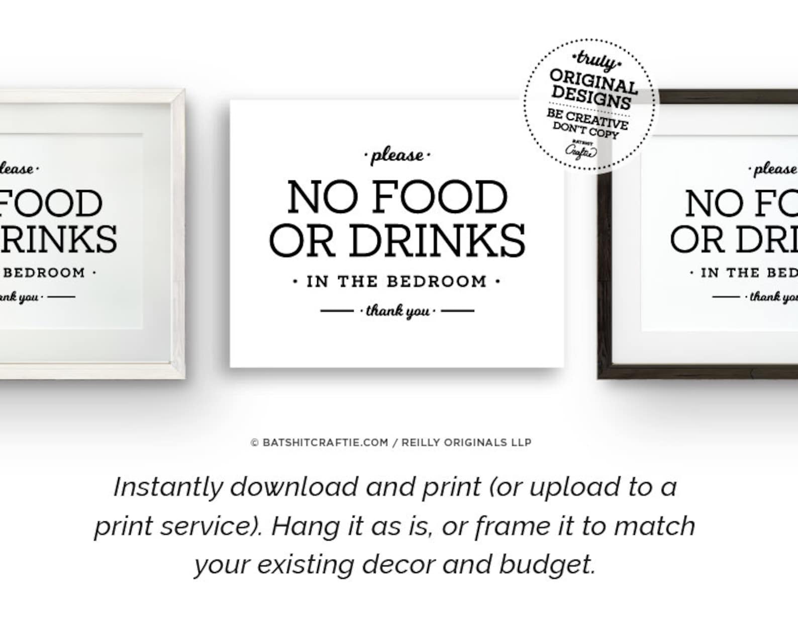 No Food or Drink in the Bedroom Printable Sign ~ Instant Digital ...