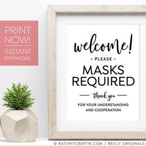 Welcome Masks Required PRINTABLE Sign Cute Script Poster for - Etsy