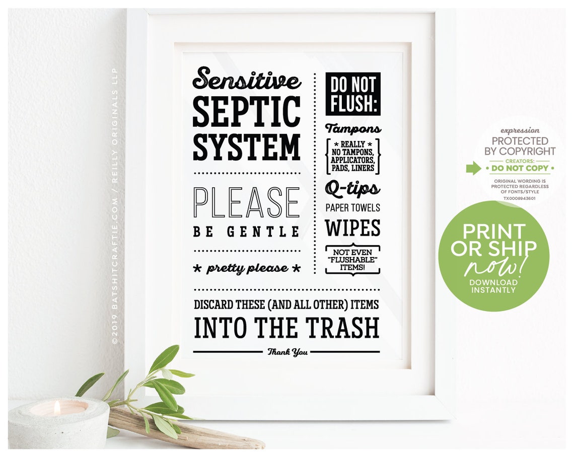 Sensitive Septic System Sign Ready to Ship or Print at Home - Etsy
