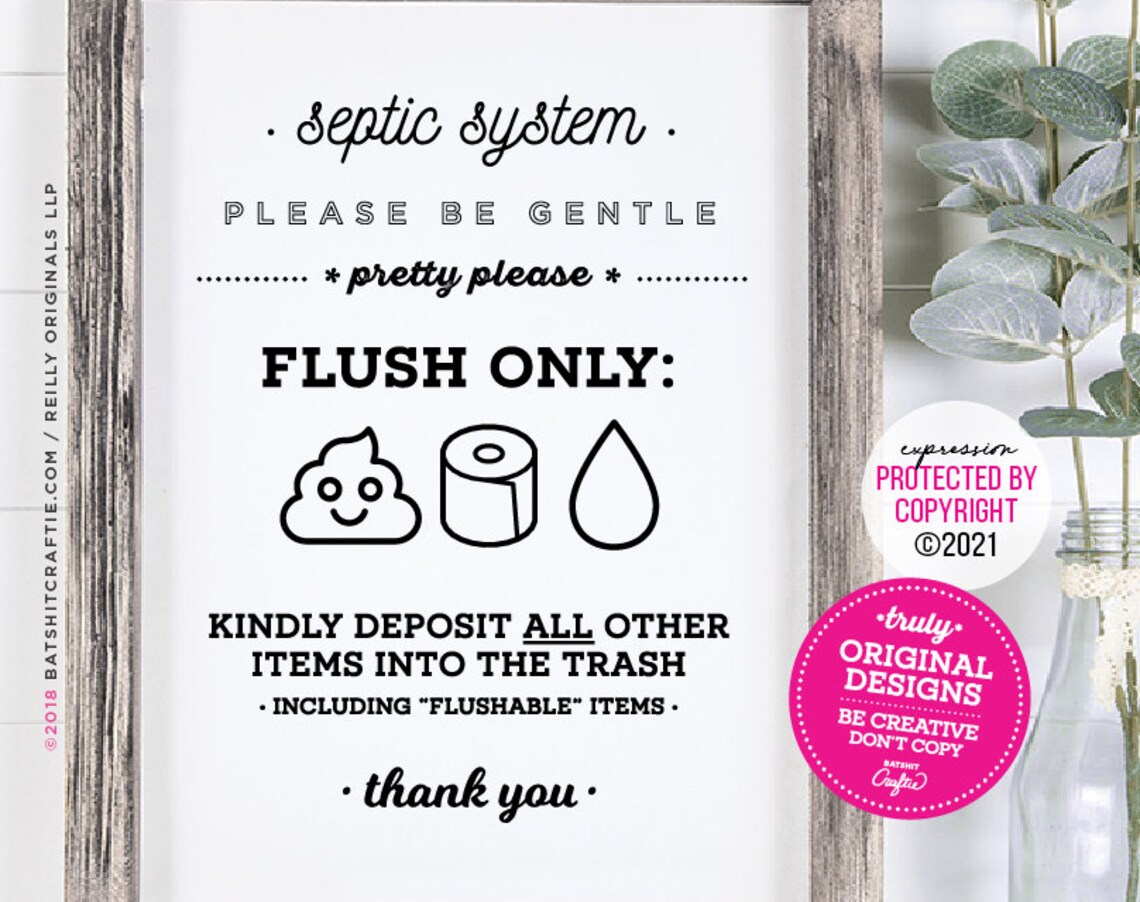 Cute Septic System Printable Sign Now protected by | Etsy