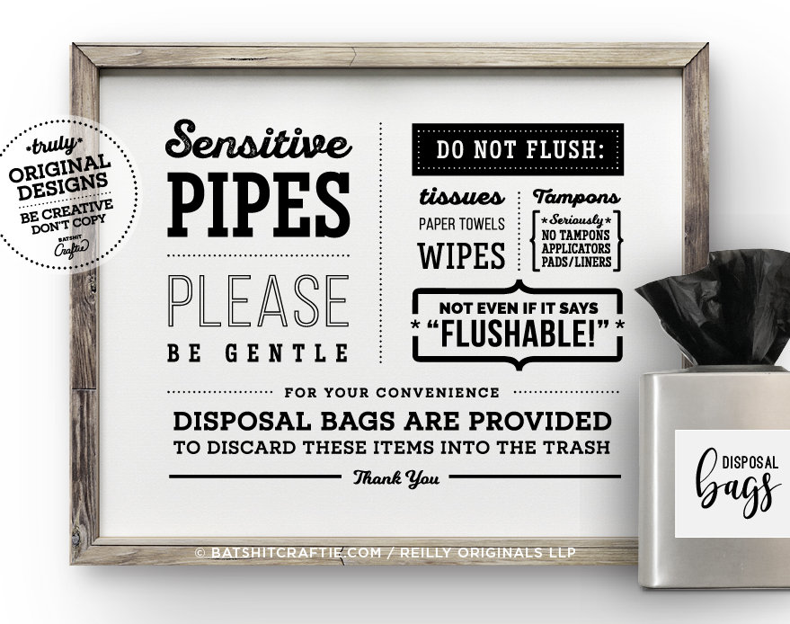 Sensitive Pipes Printable Bathroom Sign Disposal Bags Septic - Etsy