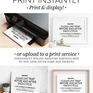 Please Clean Lint Trap Sign ~ Ready to Ship or Print at Home Instantly ...