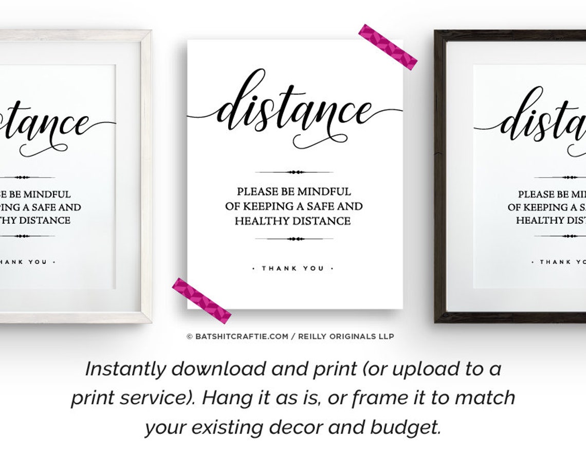 Be Mindful of Your Distance PRINTABLE Sign Home Office | Etsy