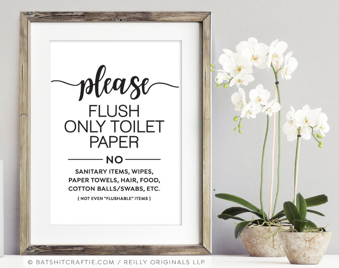 Cute Flush Only Toilet Paper PRINTABLE Bathroom Sign for - Etsy