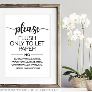 Cute Flush Only Toilet Paper PRINTABLE Bathroom Sign ~ for Sensitive ...