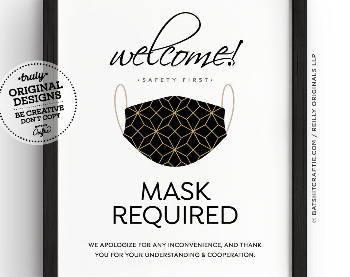 Mask Required PRINTABLE Sign ~ Office Workplace Restaurant Bathrooms ...