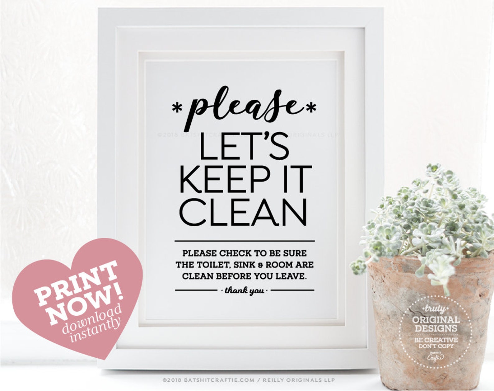 Please Keep It Clean Bathroom Sign PRINTABLE Sink and Toilet Cute ...