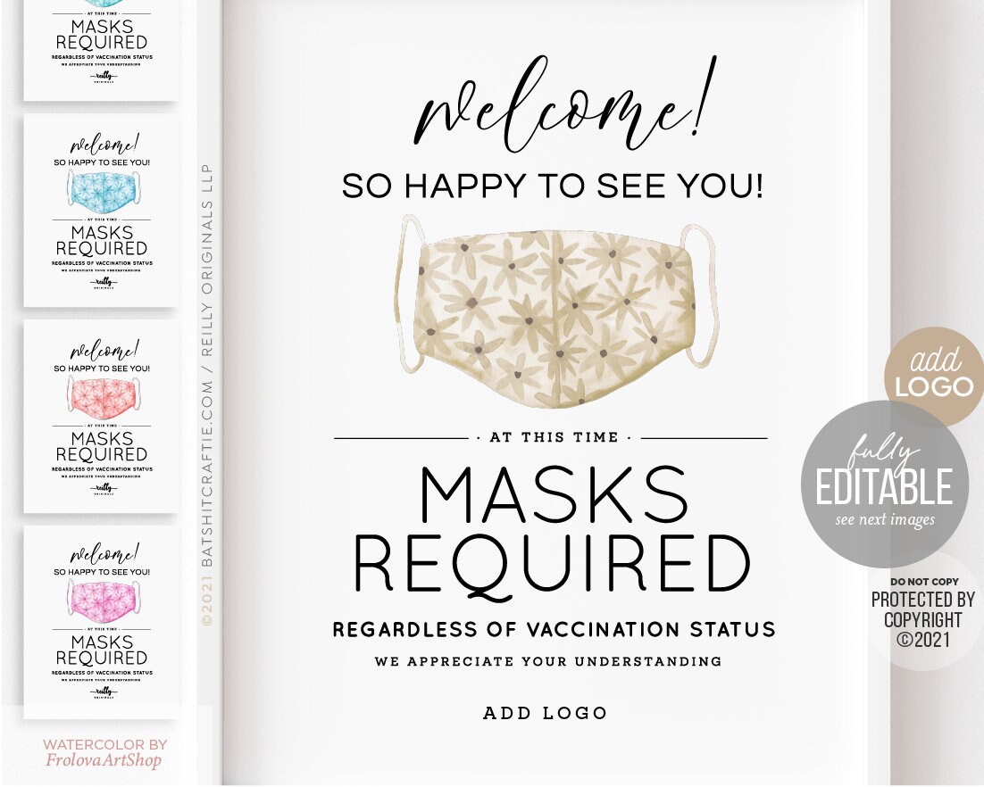 Fully Editable PRINTABLE Mask Sign Template Customized - Etsy