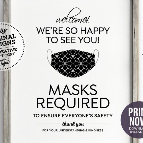 Mask Required PRINTABLE Sign Cute Elegant Prevention - Etsy