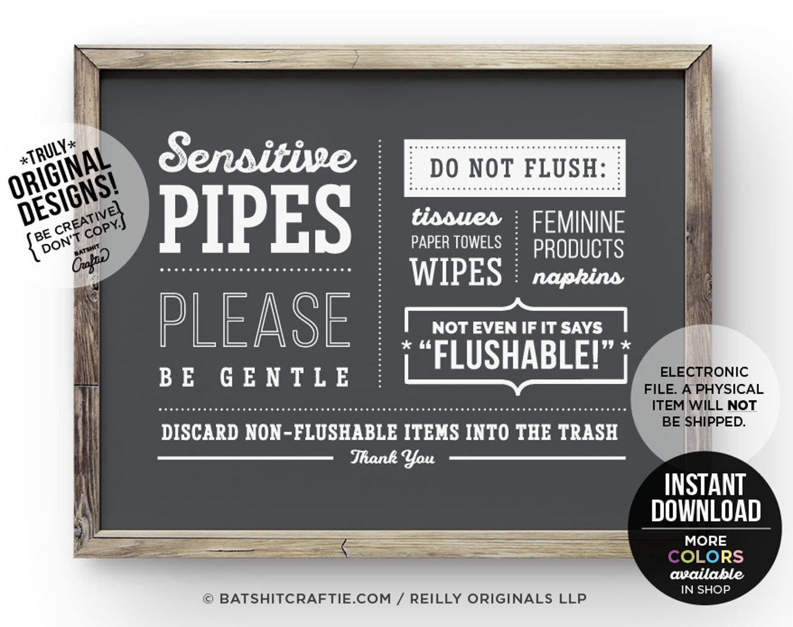 Sensitive Pipes PRINTABLE Bathroom Sign Septic System Plumbing - Etsy