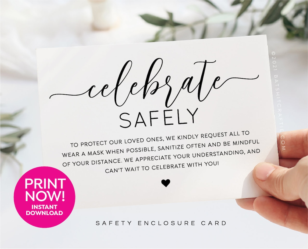Covid Safety Enclosure Card Printable, Download Instantly, Two Sizes ...