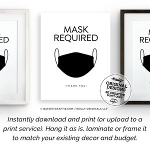 Simple Face Mask Required PRINTABLE SIGN Office Workplace - Etsy