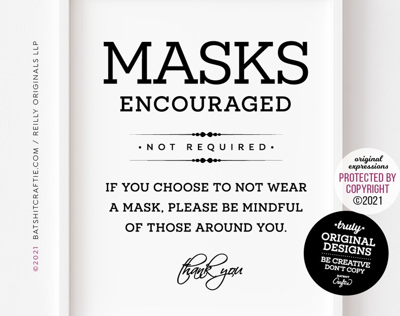 Masks Encouraged Not Required PRINTABLE SIGN Elegant Modern | Etsy