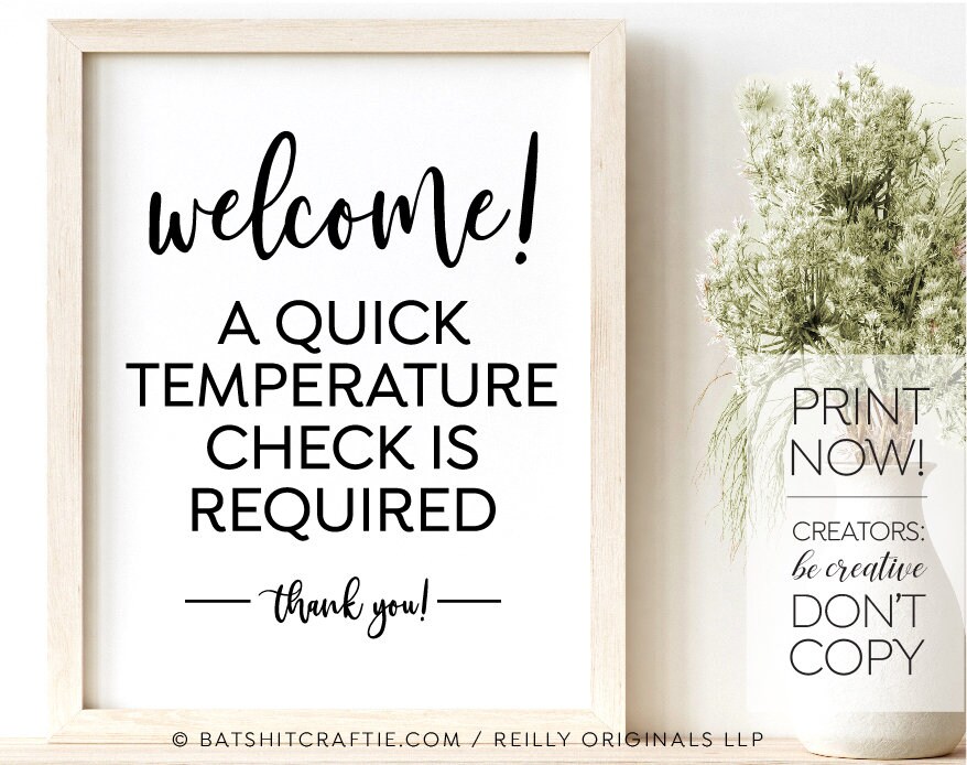 Quick Temperature Check Required PRINTABLE SIGN Office | Etsy