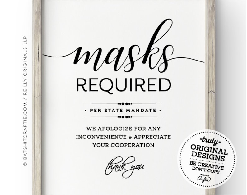 Mask Required per State Mandate PRINTABLE Sign Elegant - Etsy