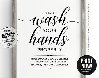 Cute Wash Hands Sign - Etsy