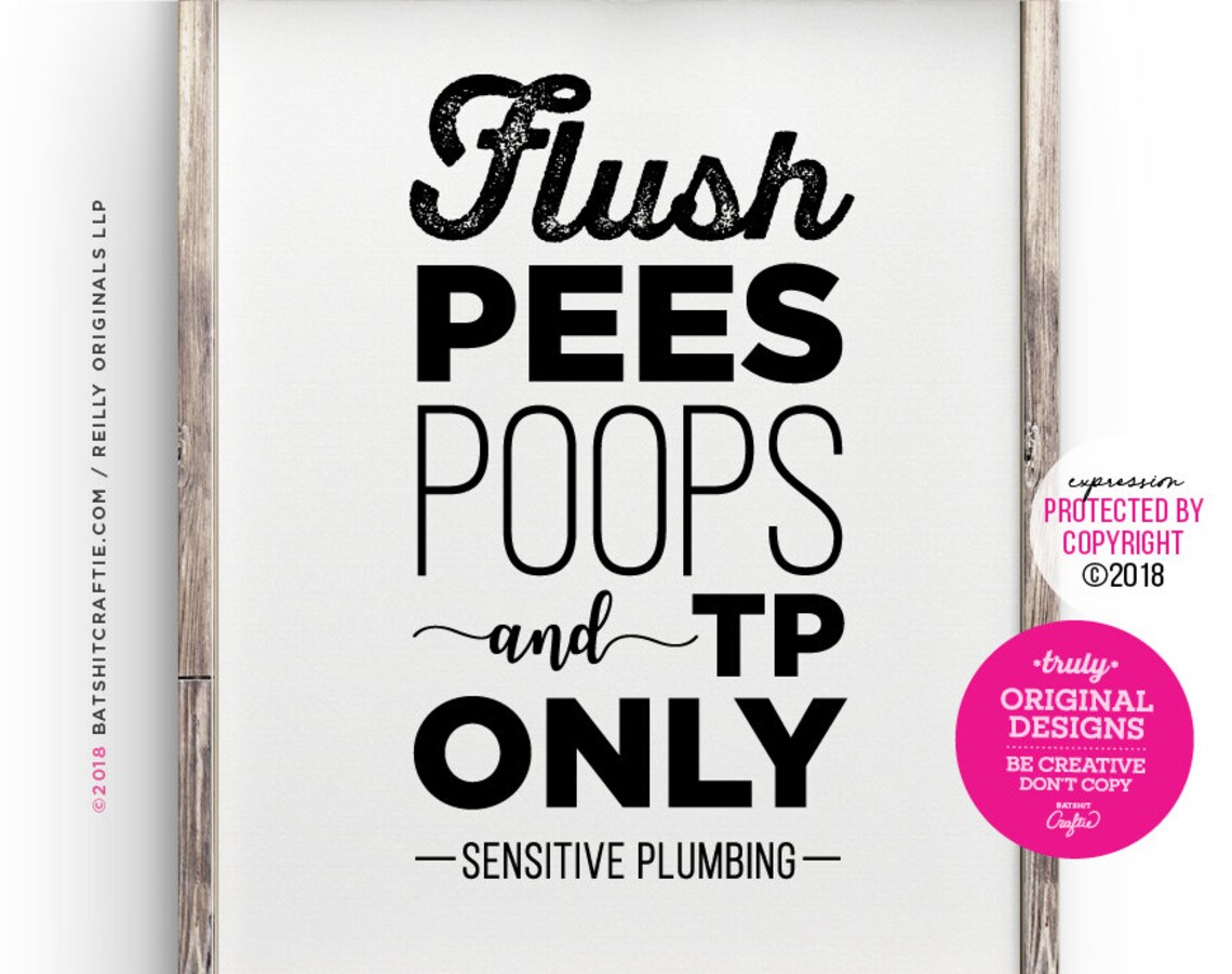 Flush Pees Poops & TP Only Printable Bathroom Sign - Etsy