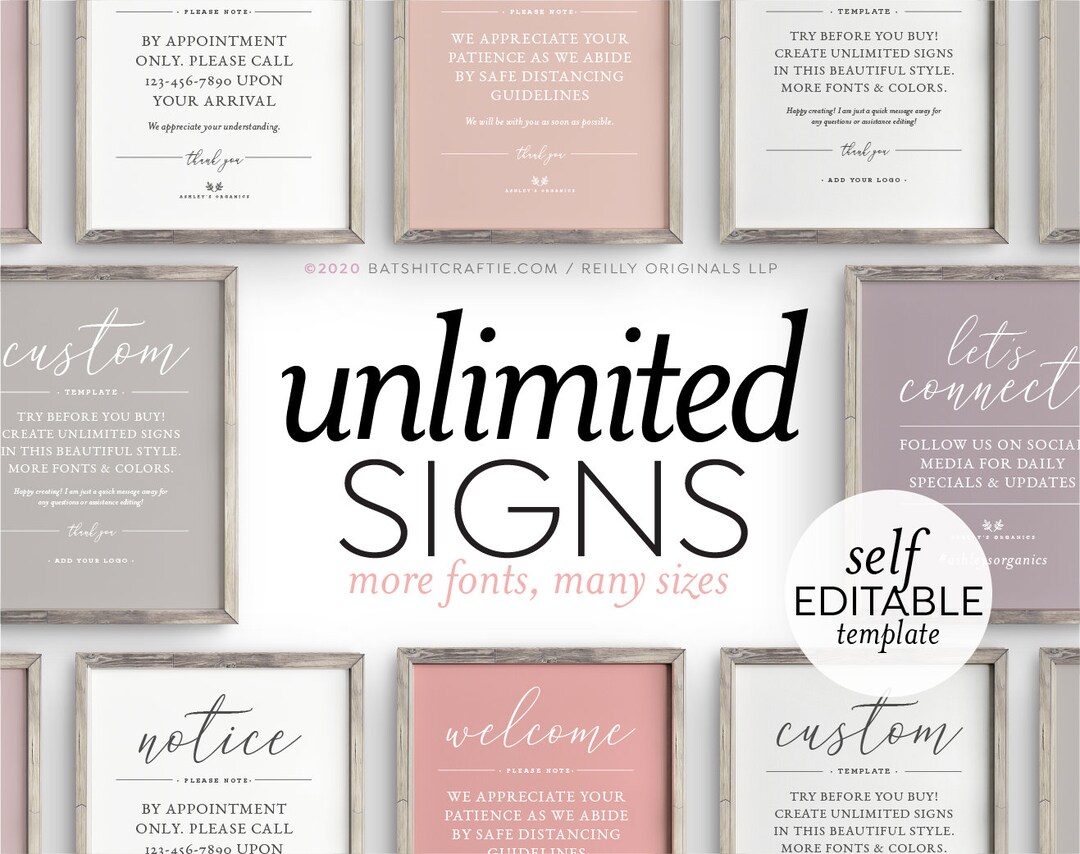 SALE! Create Unlimited Custom Printable Signs! Fully Editable 5x7, 8x10 ...