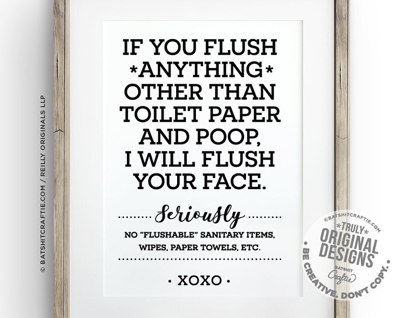 Funny Bathroom Sign PRINTABLE Do Not Flush Anything Other Than - Etsy