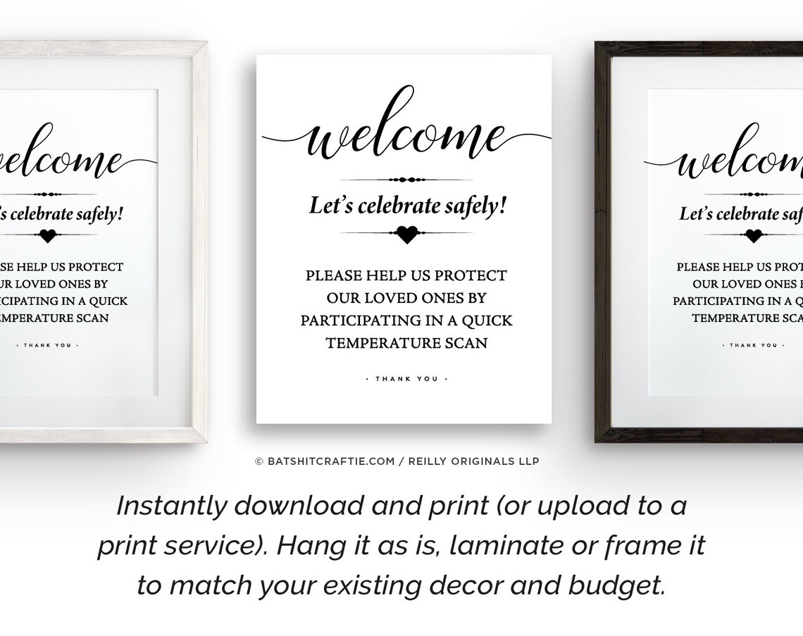 Temperature Scan Required PRINTABLE SIGN Wedding Birthday | Etsy