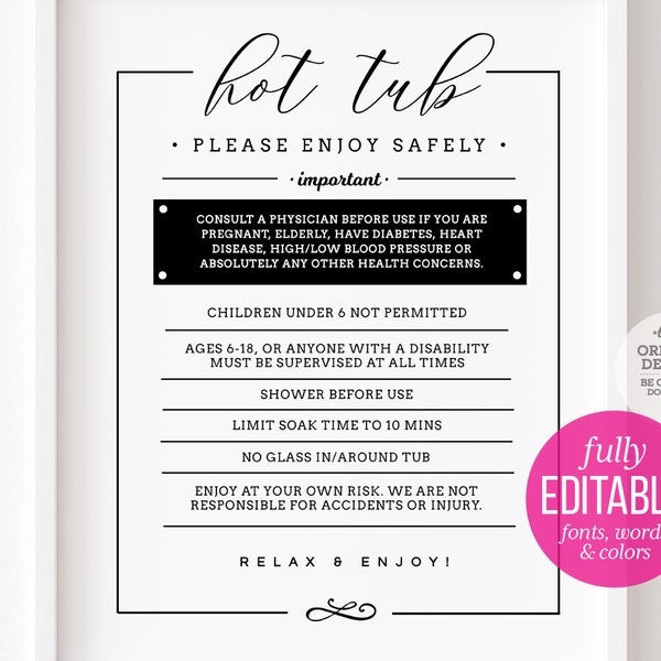 Rental Hot Tub Rules Etsy