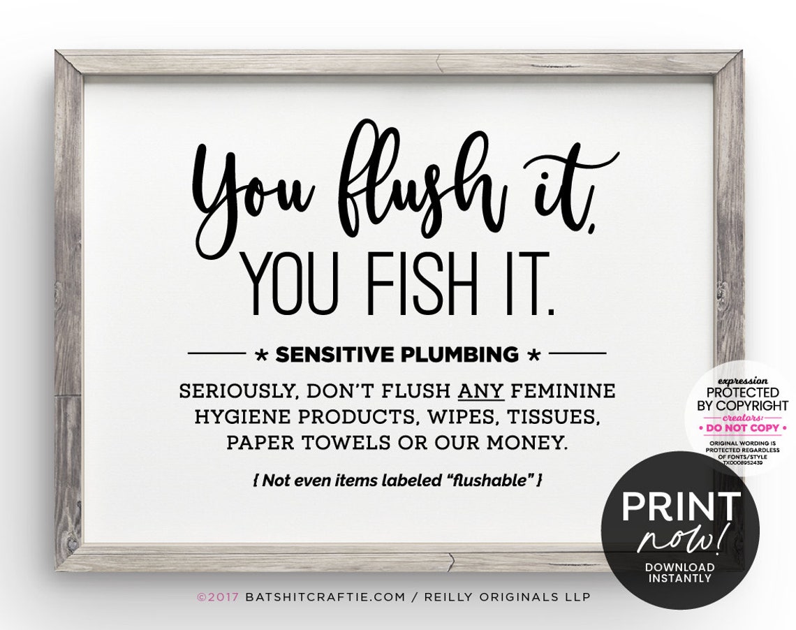 You Flush It Fish It Septic System Funny Bathroom Sign - Etsy