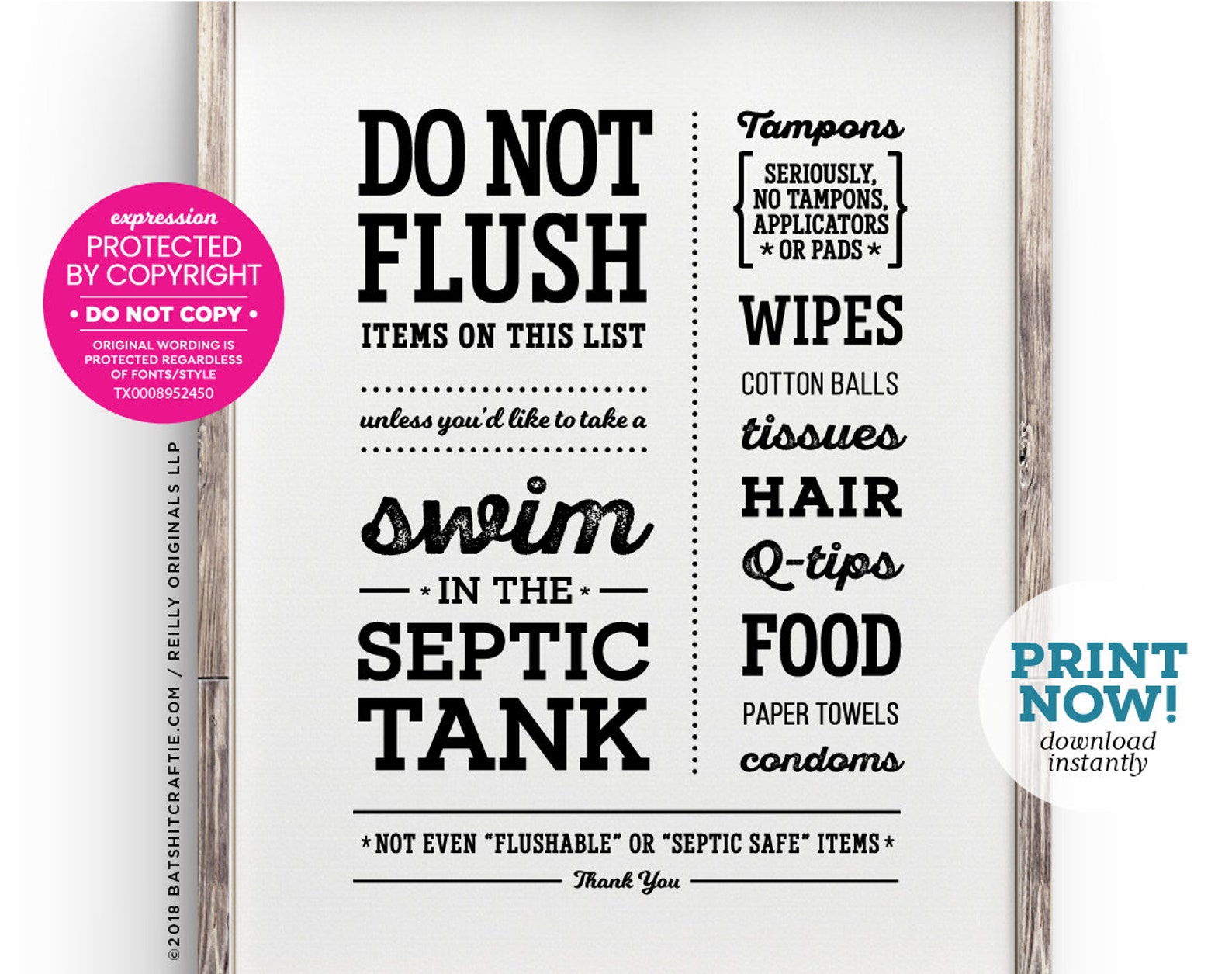 Funny PRINTABLE Septic System Bathroom Sign Wanna Take a Swim - Etsy