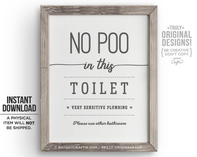 1059 Wees, Poos & Toilet Paper Only! No Sanitary Products Metal ...