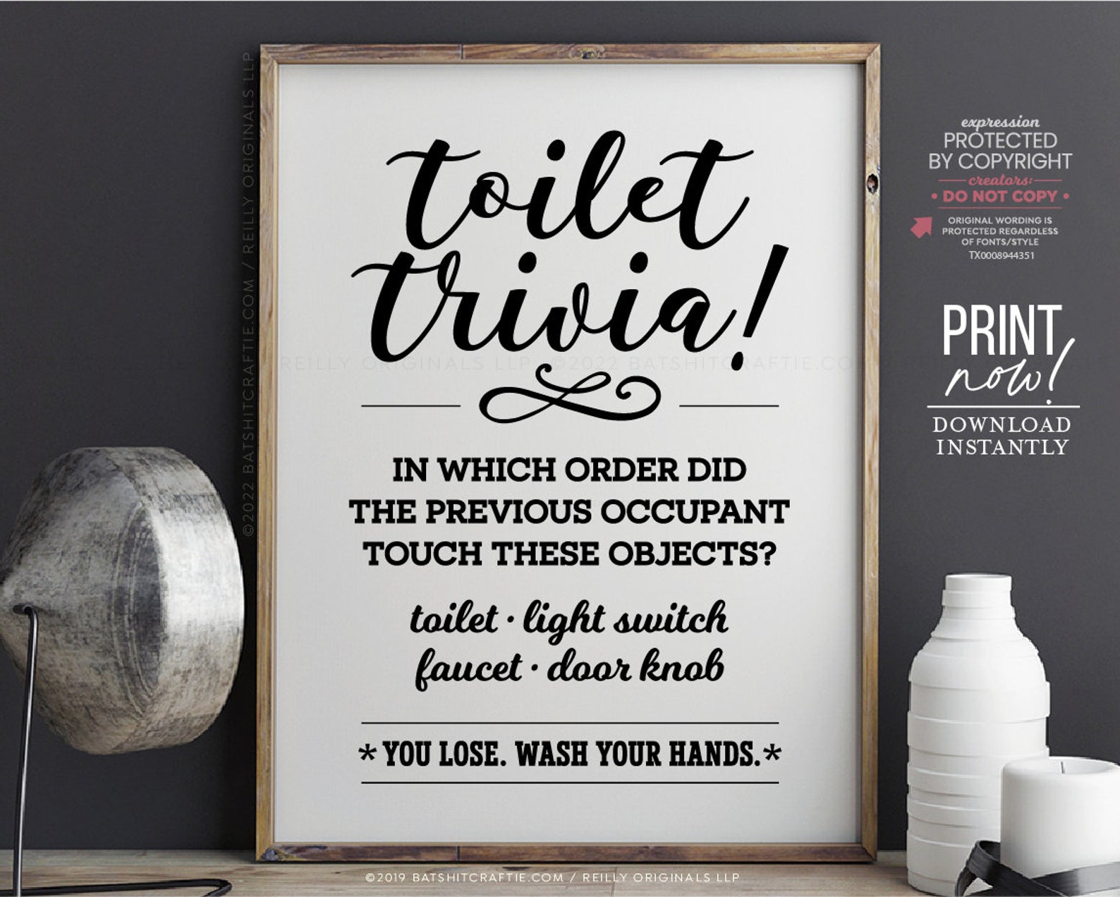 Printable Funny Bathroom Sign Toilet Trivia Game, Wash Your Hands, You ...