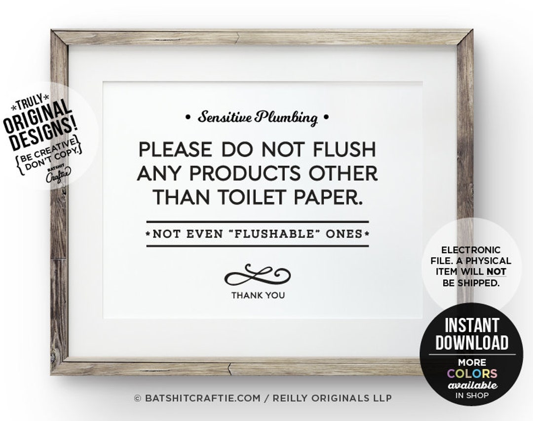 Letrero imprimible de plomería sensible para baño, no tirar de la ...