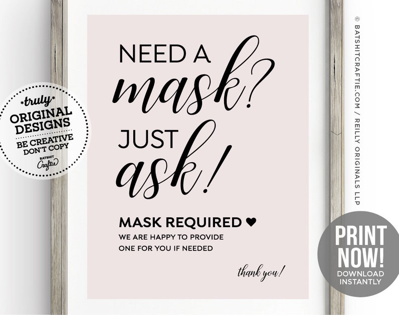 Need a Mask Just Ask Printable Sign Cute Poster for office | Etsy