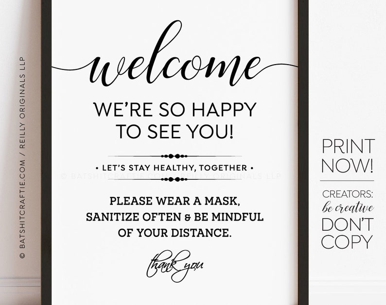 Please Wear a Mask Sanitize Social Distance PRINTABLE Sign | Etsy Canada