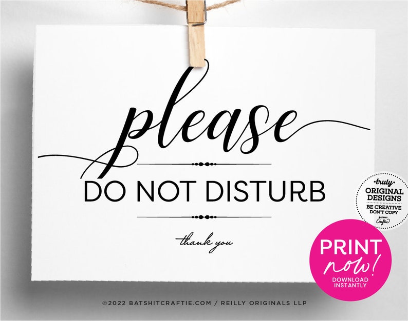 Please Do Not Disturb Elegant Sign Print Instantly or Ship - Etsy