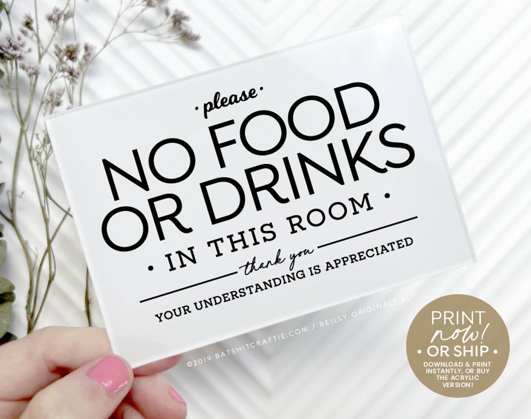 No Food or Drinks in This Room Sign, Download and Print Instantly or ...