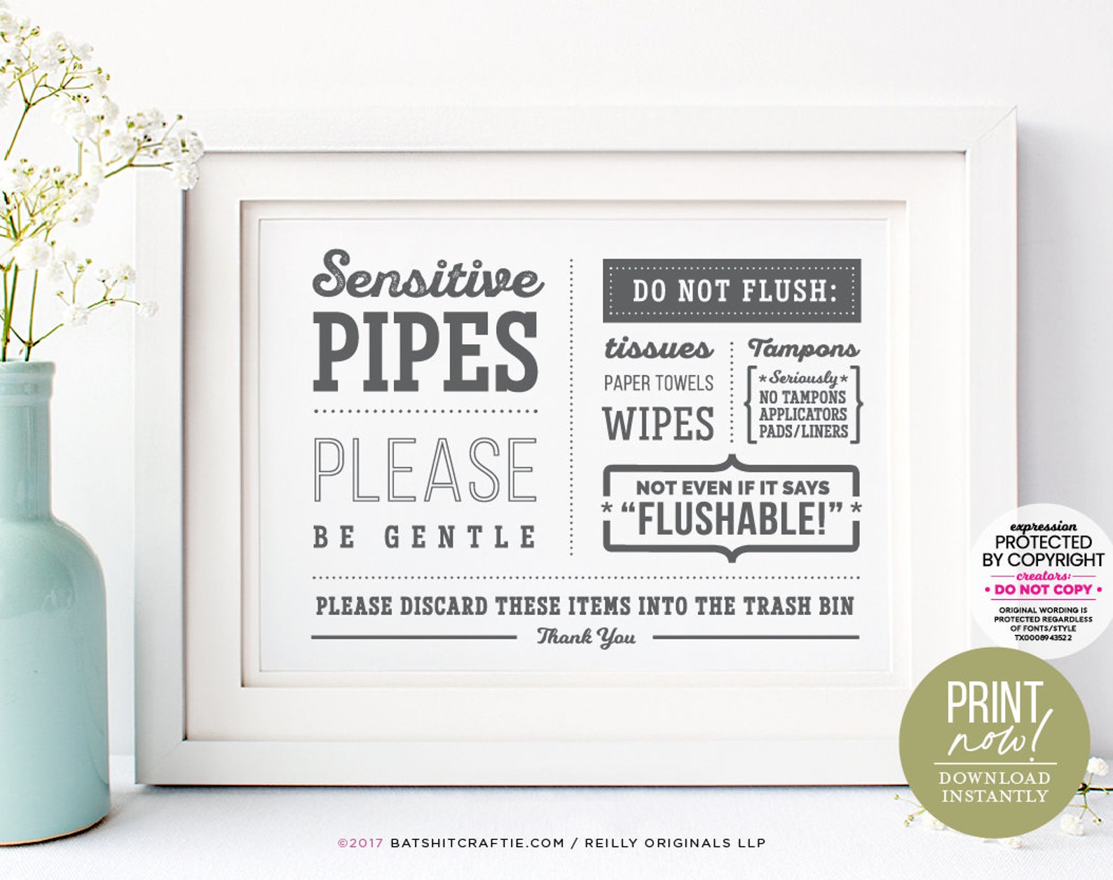 Septic System Sign PRINTABLE Bathroom Sensitive Plumbing Pipes - Etsy