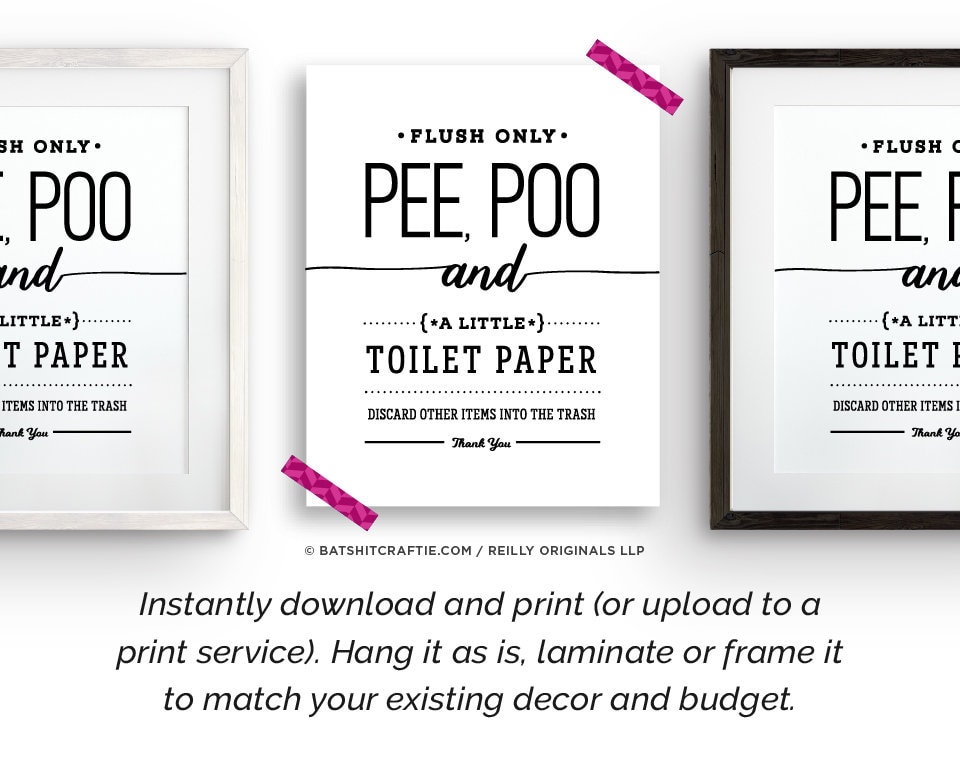 Flush Only Pee Poo A Little Toilet Paper Printable Sign - Etsy Canada